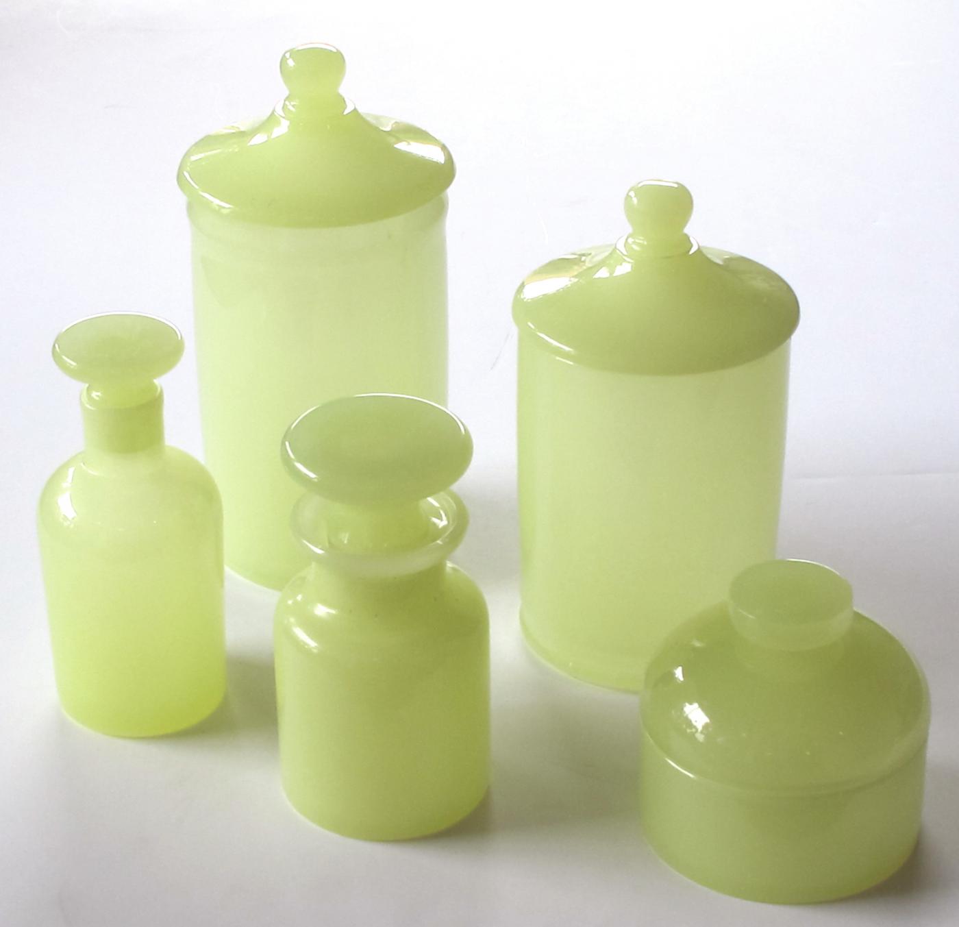 Cenedese - A Set of Murano Cenedese Vessels of Pale Chartreuse Opaline ...