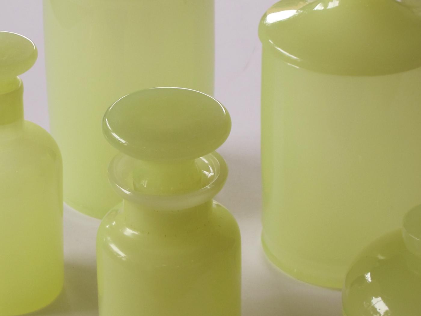 Cenedese - A Set of Murano Cenedese Vessels of Pale Chartreuse Opaline ...