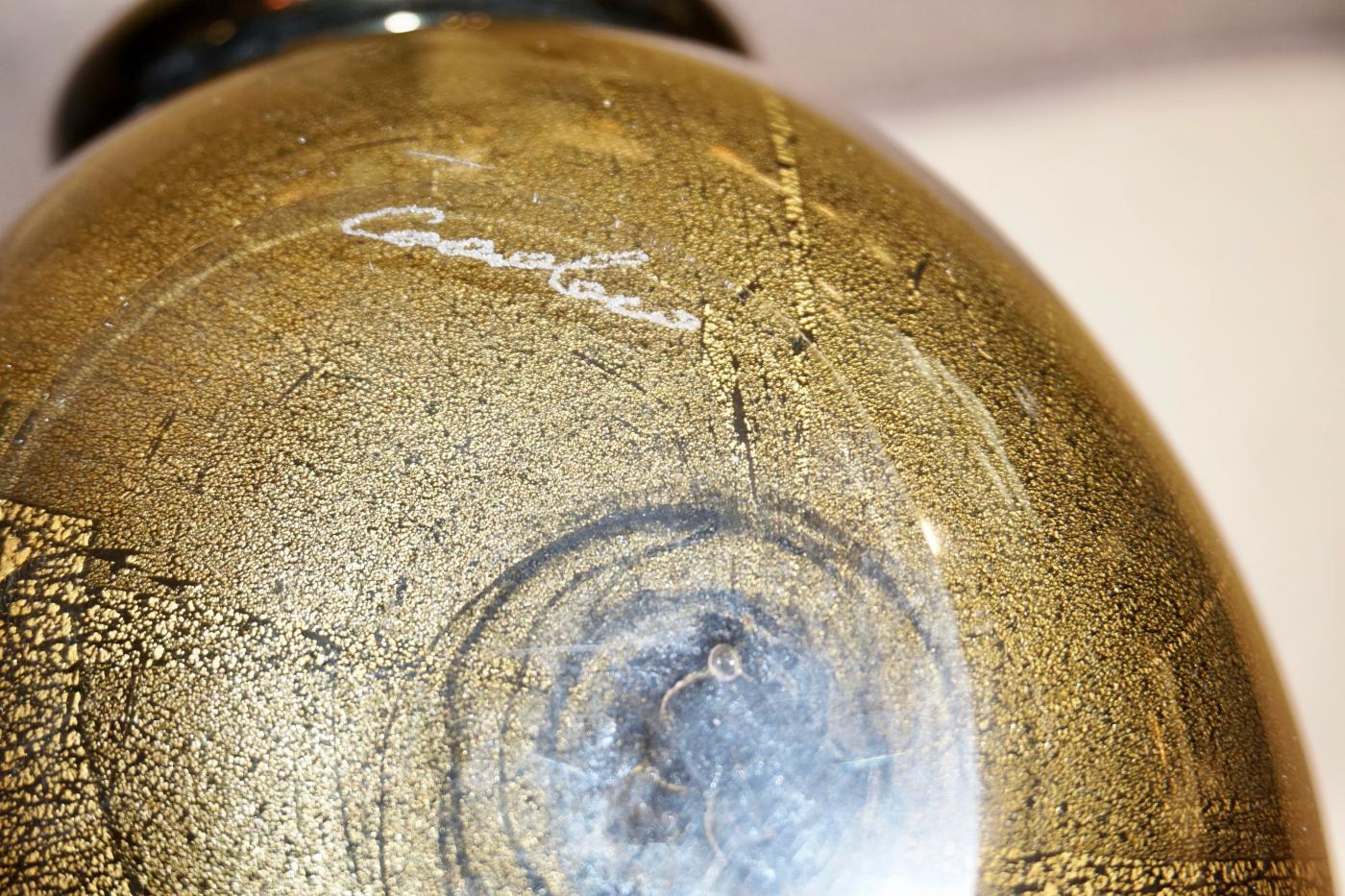 Cenedese - Cenedese Vintage Pair of Pure Gold and Black Murano Glass ...