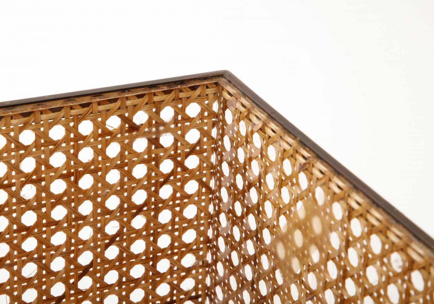Christian Dior - Christian Dior Home Lucite, Bronze, and Cane Waste Bin ...