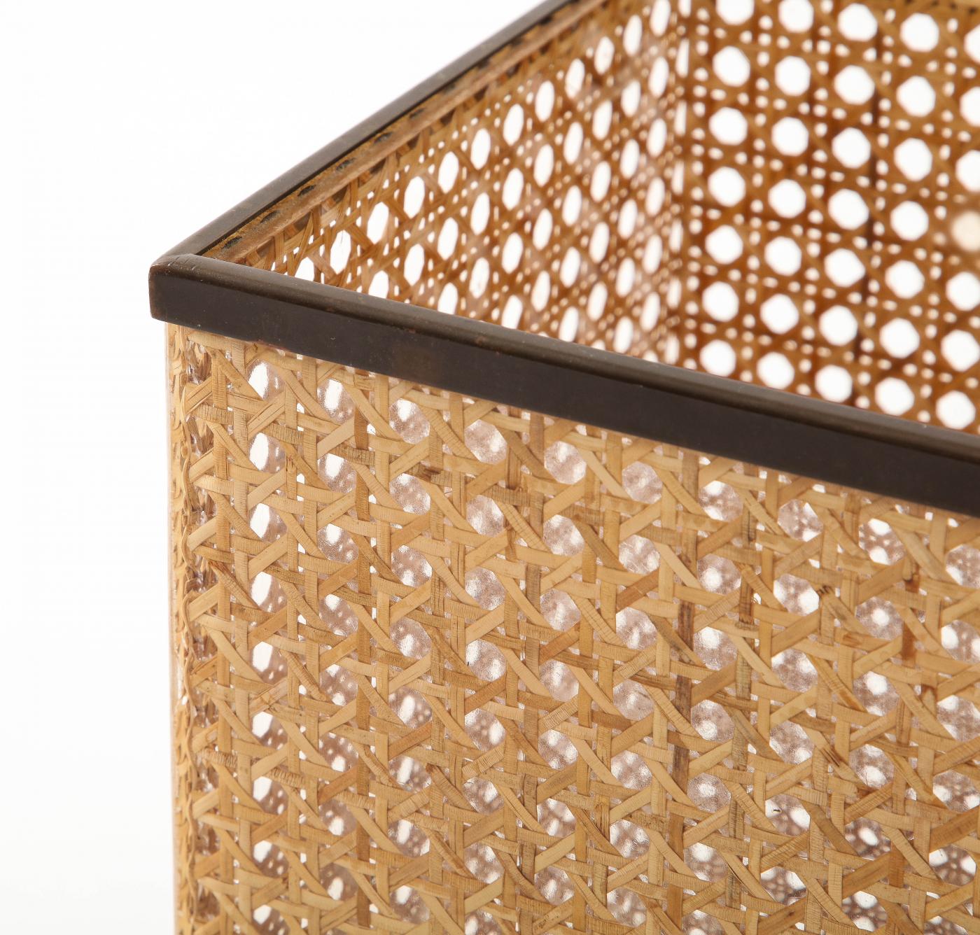 Christian Dior - Christian Dior Home Lucite, Bronze, and Cane Waste Bin ...
