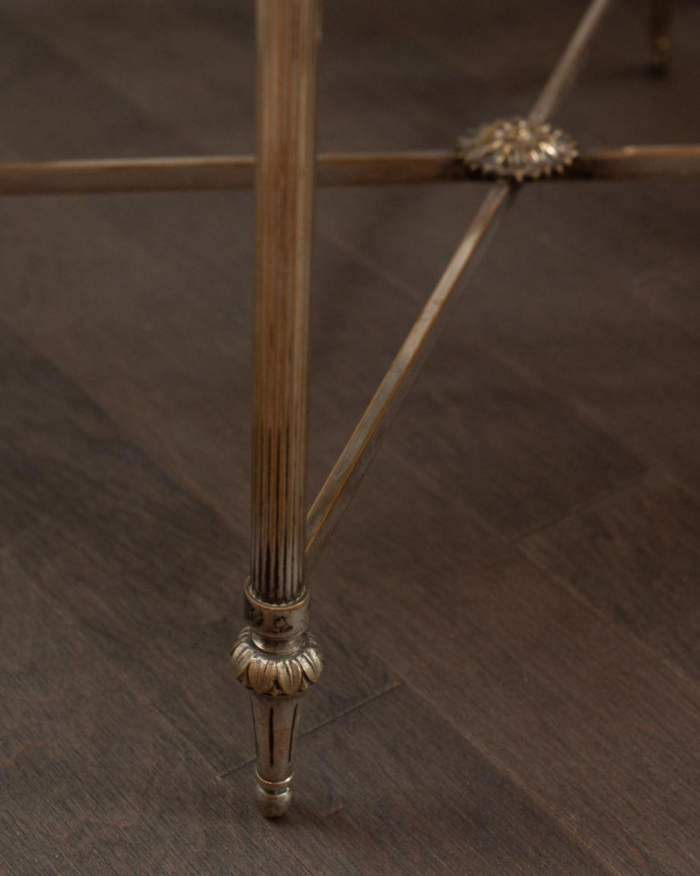 Christofle - Antique French Silver Metal Christofle Table with Mirrored Top