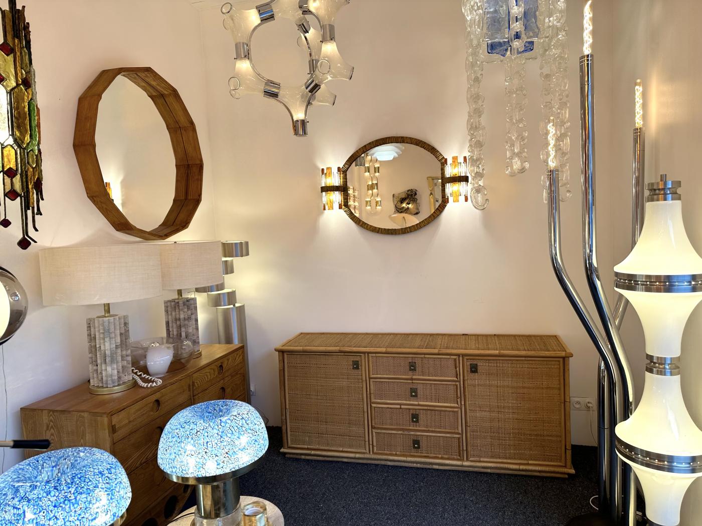 Dal Vera - Bamboo Rattan and Brass Sideboard by Dal Vera, Italy, 1970s