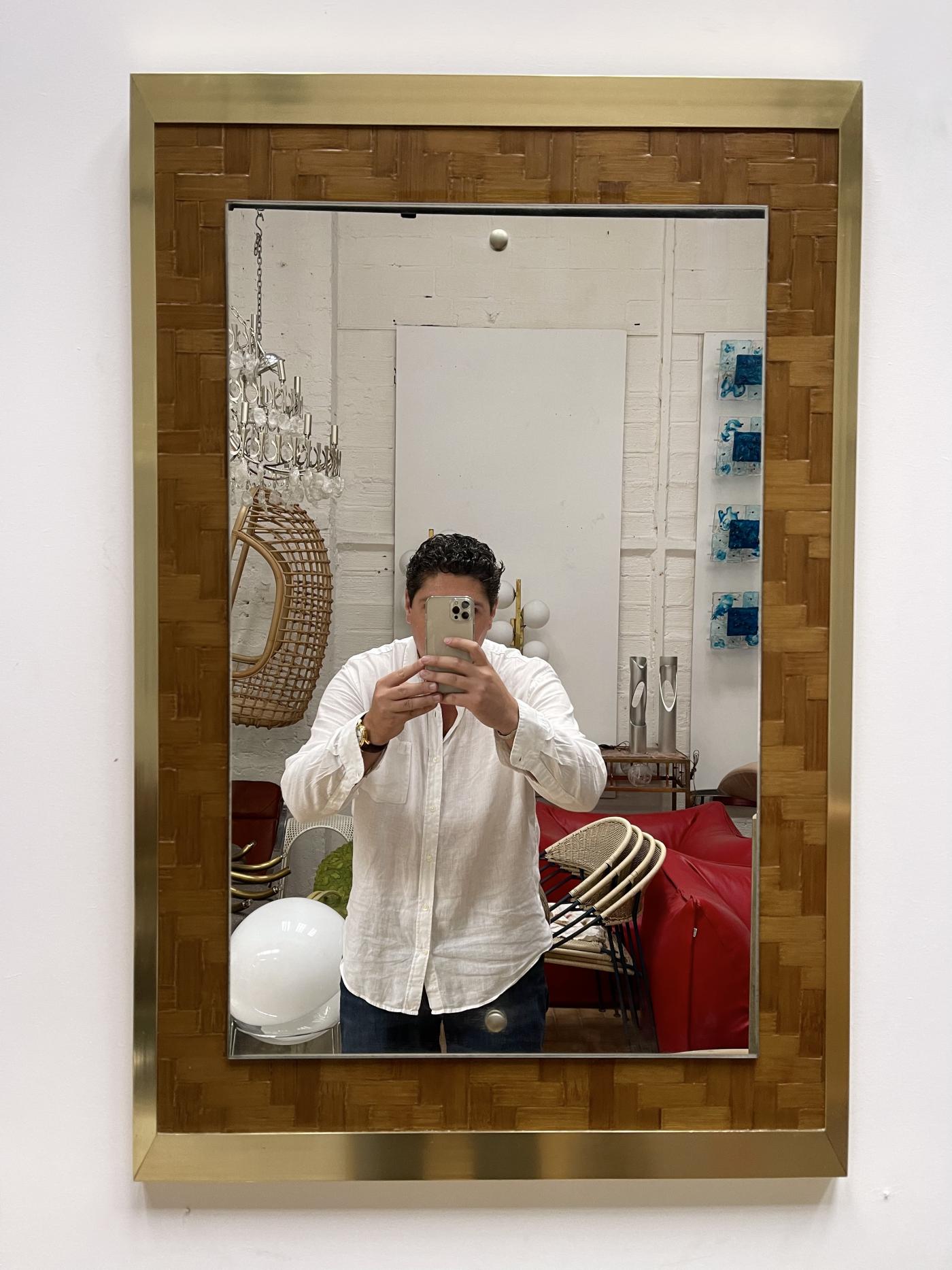 Dal Vera - Bamboo and Brass Mirror by Dal Vera. Italy, 1970s