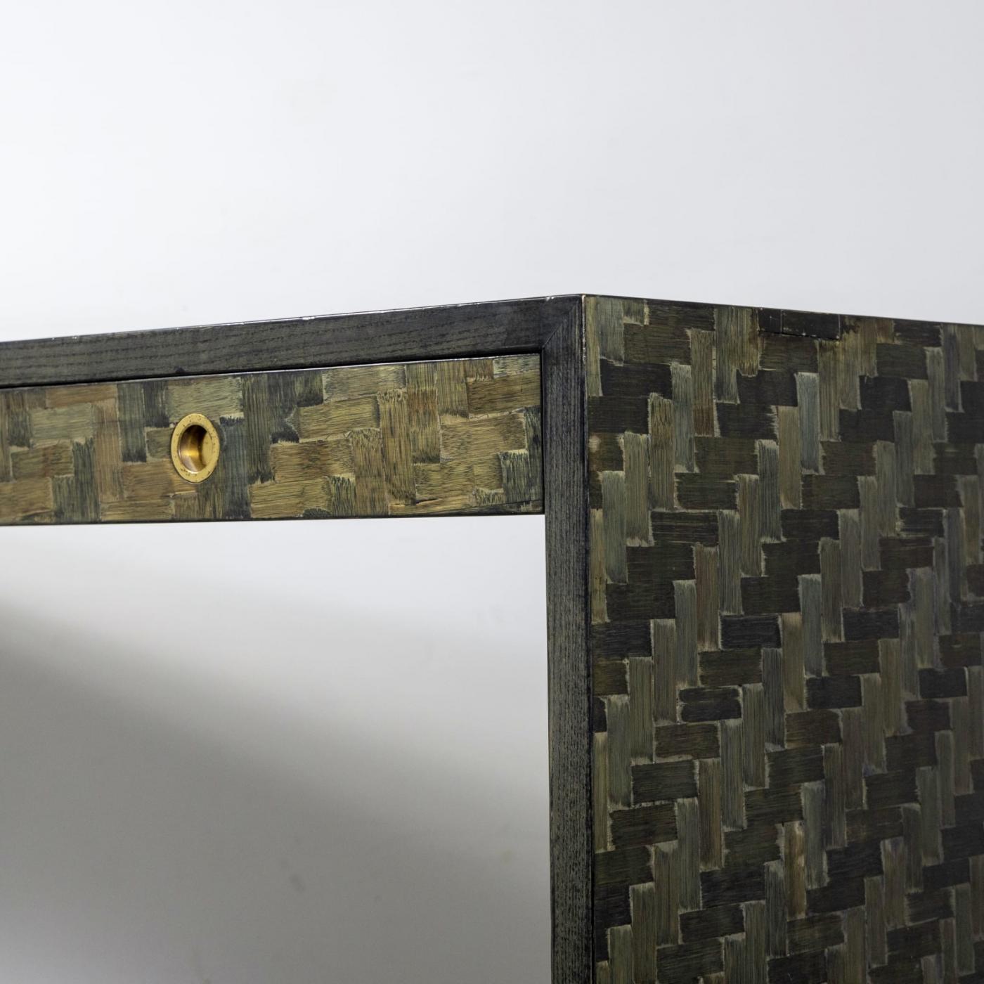 Dal Vera - Console Table Green Bamboo Marquetry and Brass by Dal Vera ...