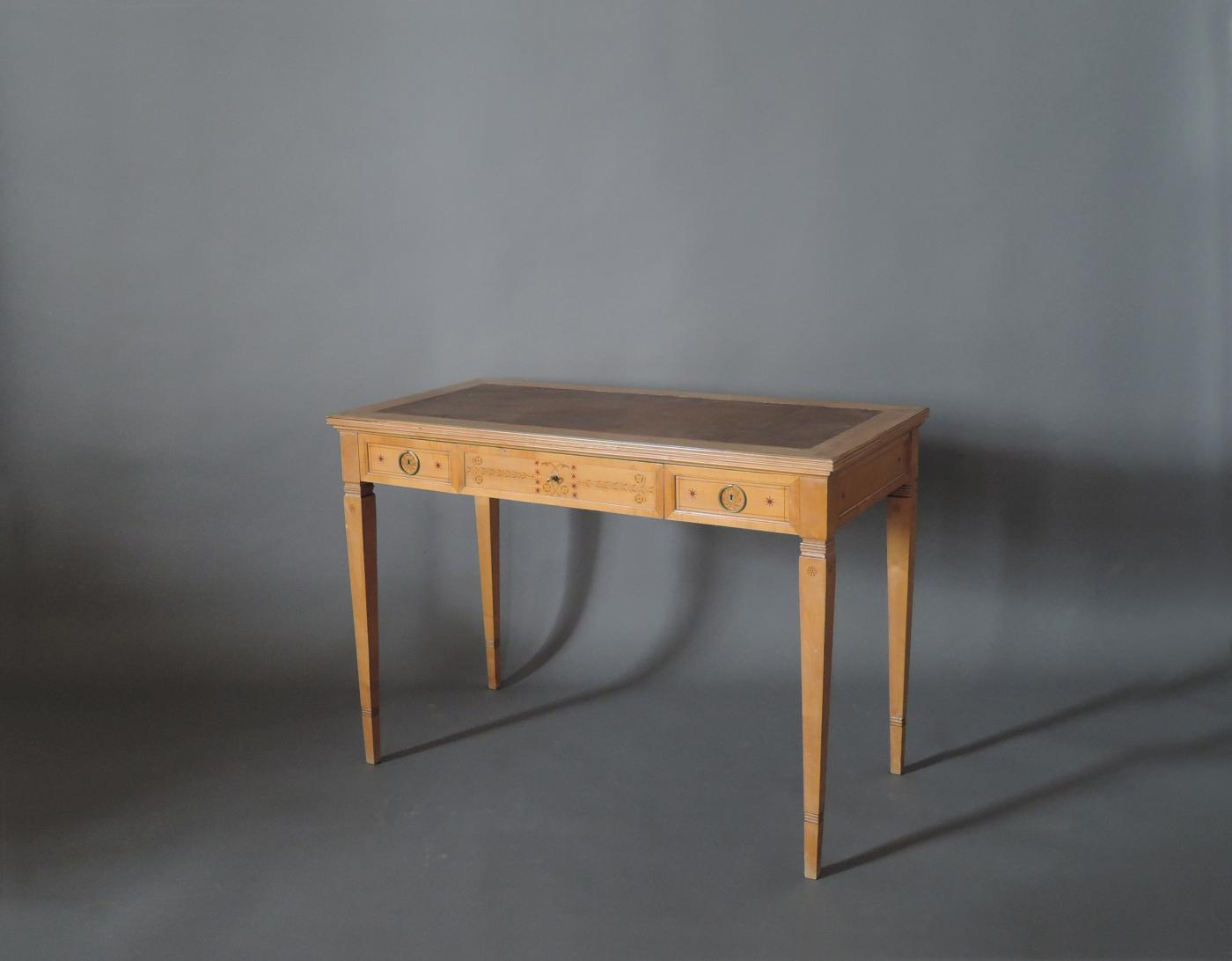 Damon & Bertaux - Fine French Art Deco Sycamore Desk by R. Damon & Bertaux