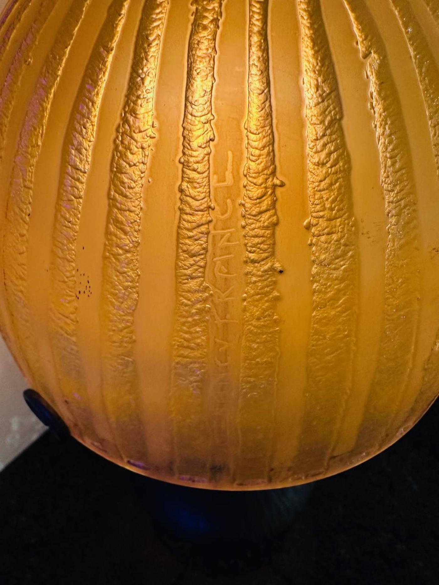 Daum / Daum Nancy - Daum Nancy Art Deco Globe Iron Table Lamp Circa 1925 signed L Katona