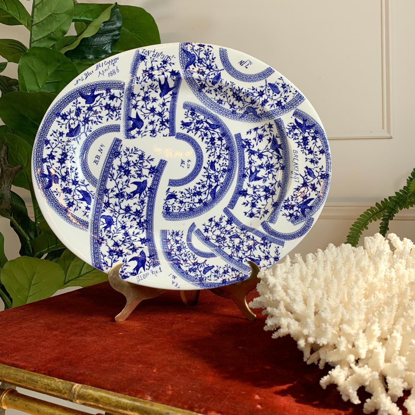 Derby Pottery - 19th Century Derby Pottery Blue and White Sample ...