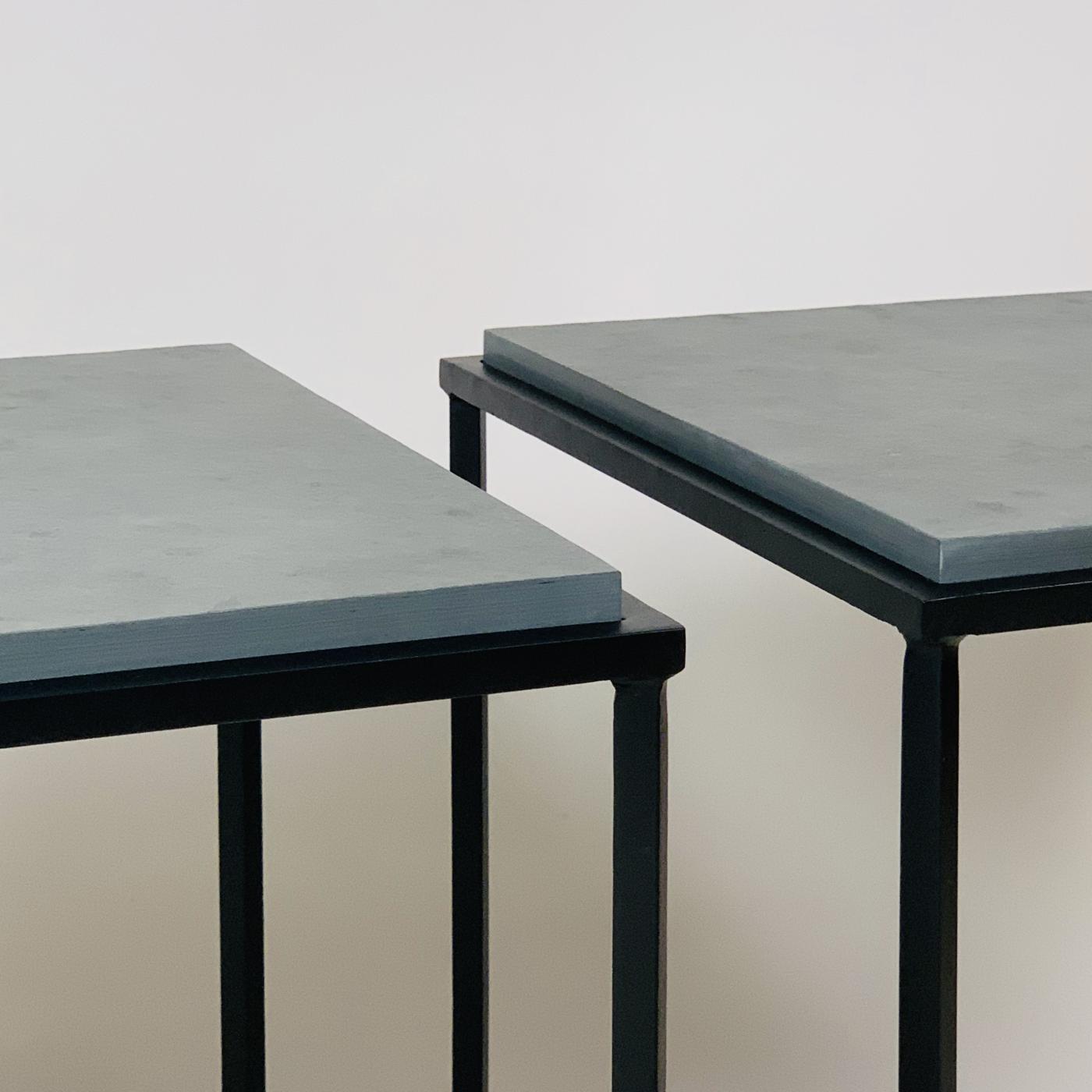 Design Frères - Pair of Chic Grey Slate 'Entretoise' Side Tables by ...