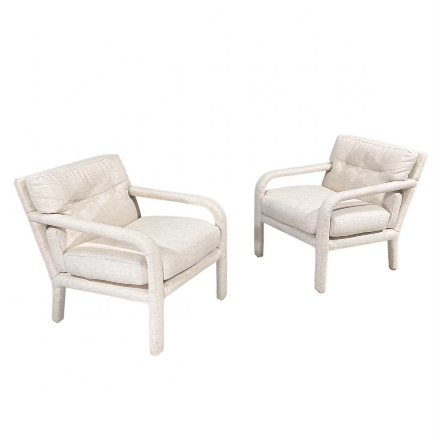 Directional - Post Modern Directional Open Arm Lounge Chairs, 1980