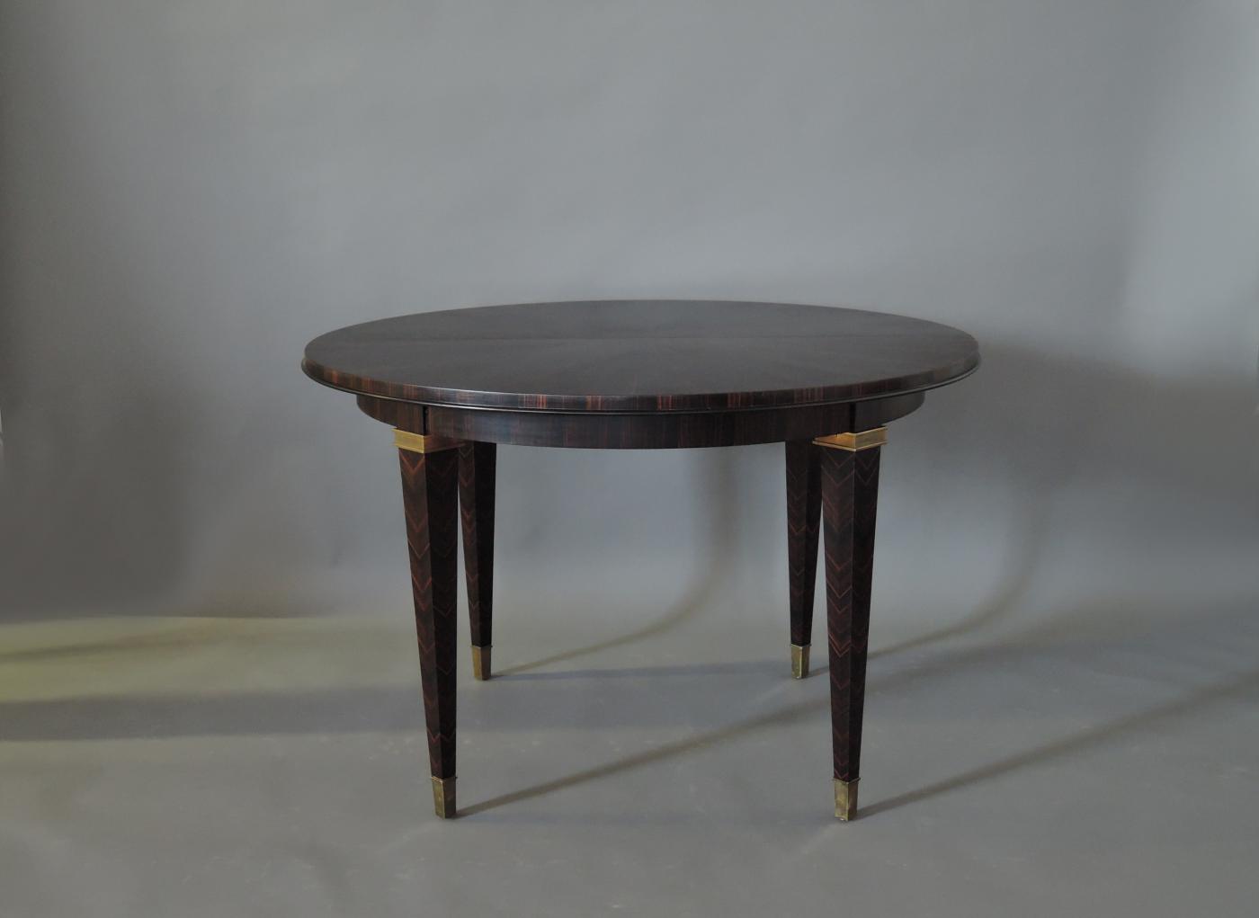 Dominique - FINE FRENCH ART DECO EXTENDABLE MACASSAR EBONY ROUND TABLE ...