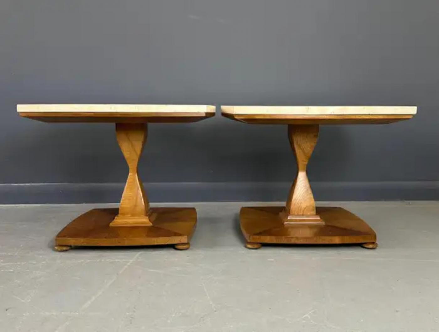 Drexel (Drexel Heritage Furniture) - Mid Century Travertine and Walnut ...