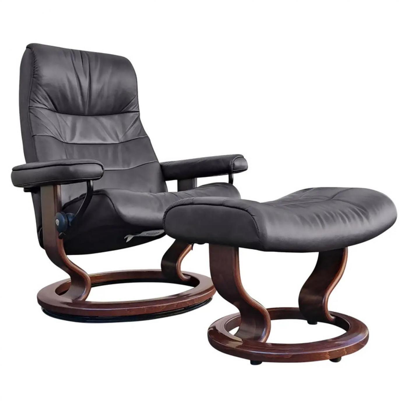 Ekornes Stressless - Mid-Century Ekornes Stressless Brown Leather ...