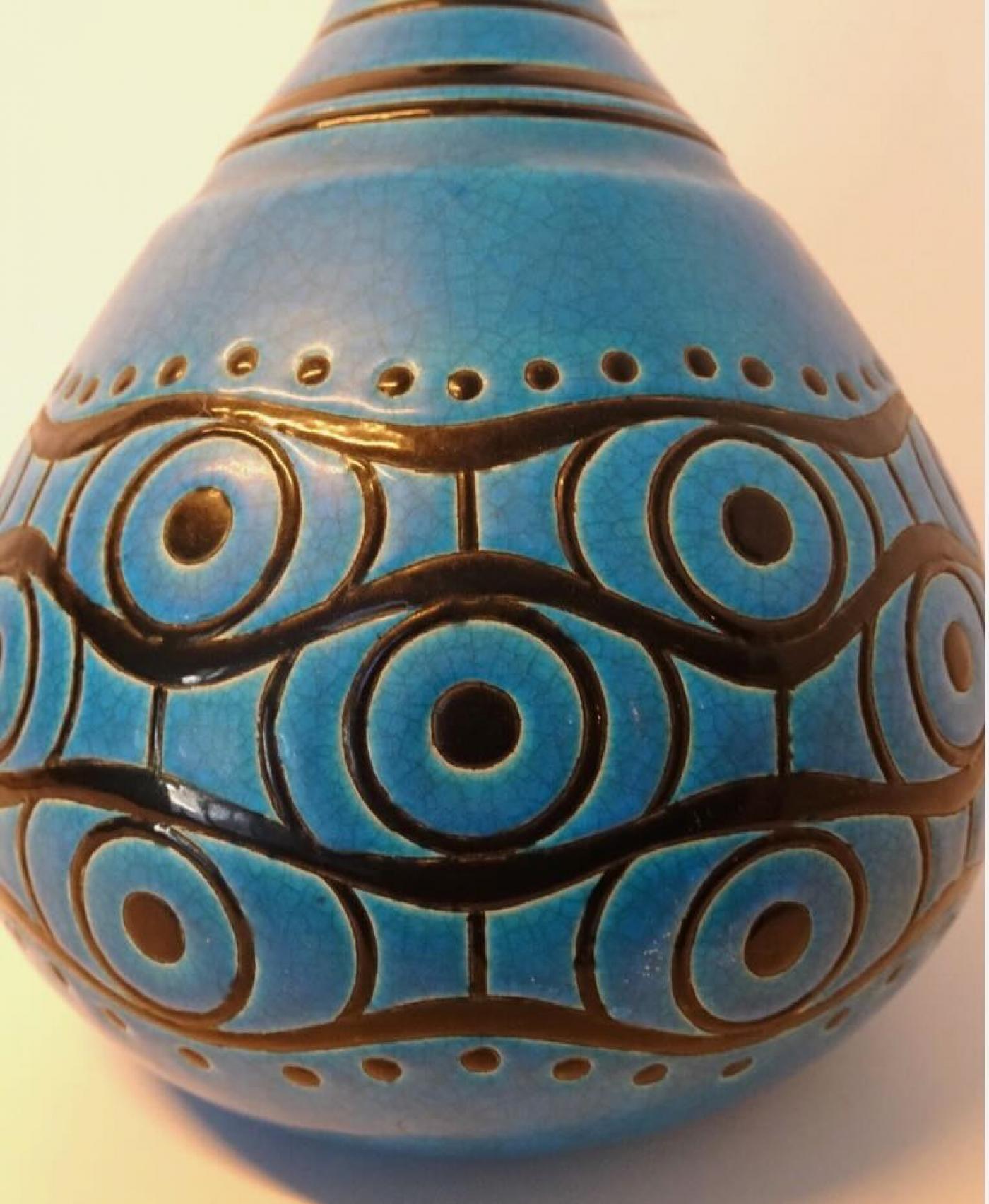 Faïenceries et Emaux de Longwy - Longwy Art Deco Primavera Vase, France ...