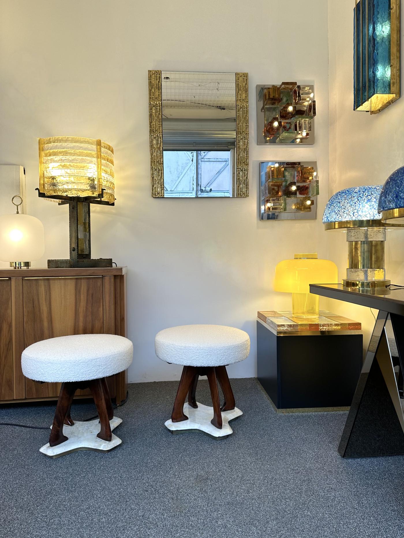 Fratelli Consonni Lissone - Mid-Century Modern Pair of Stools Wood and ...