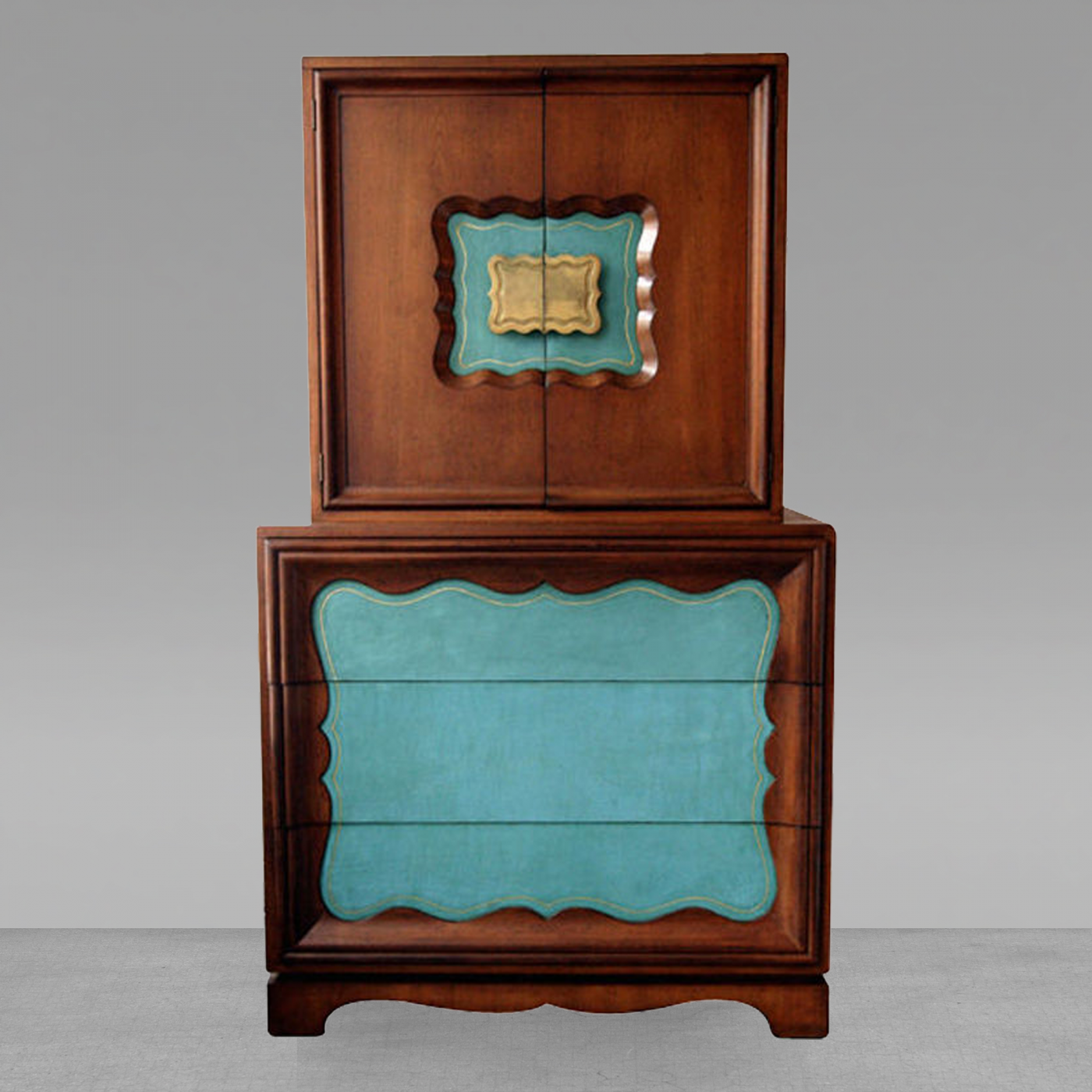 Grosfeld House - Hollywood Regency Tooled Leather-Front Chest of ...