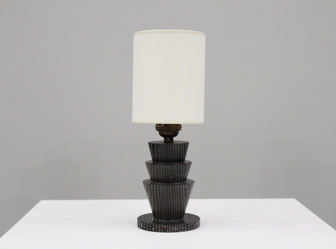 HEW Collection - Step- Base Oak Wood Table Lamp