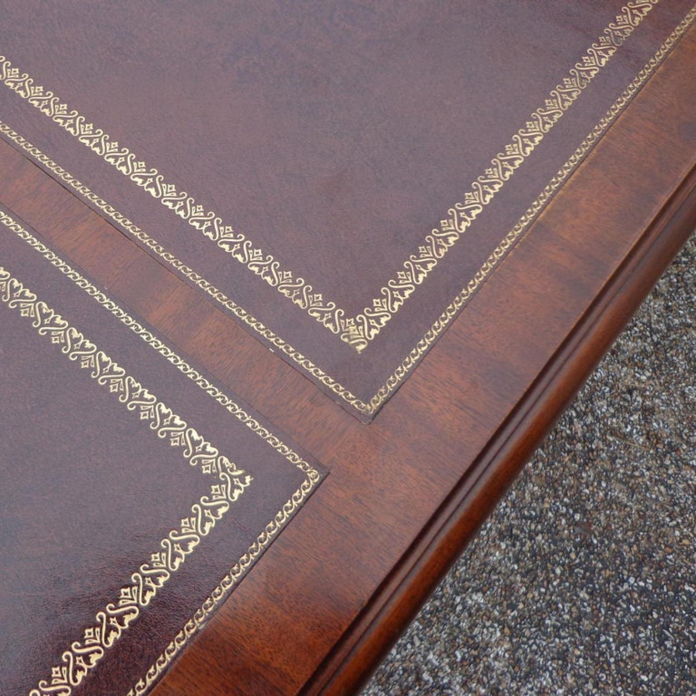 Henkel Harris - Henkel Moore Chippendale Mahogany Leather Top Ball and ...