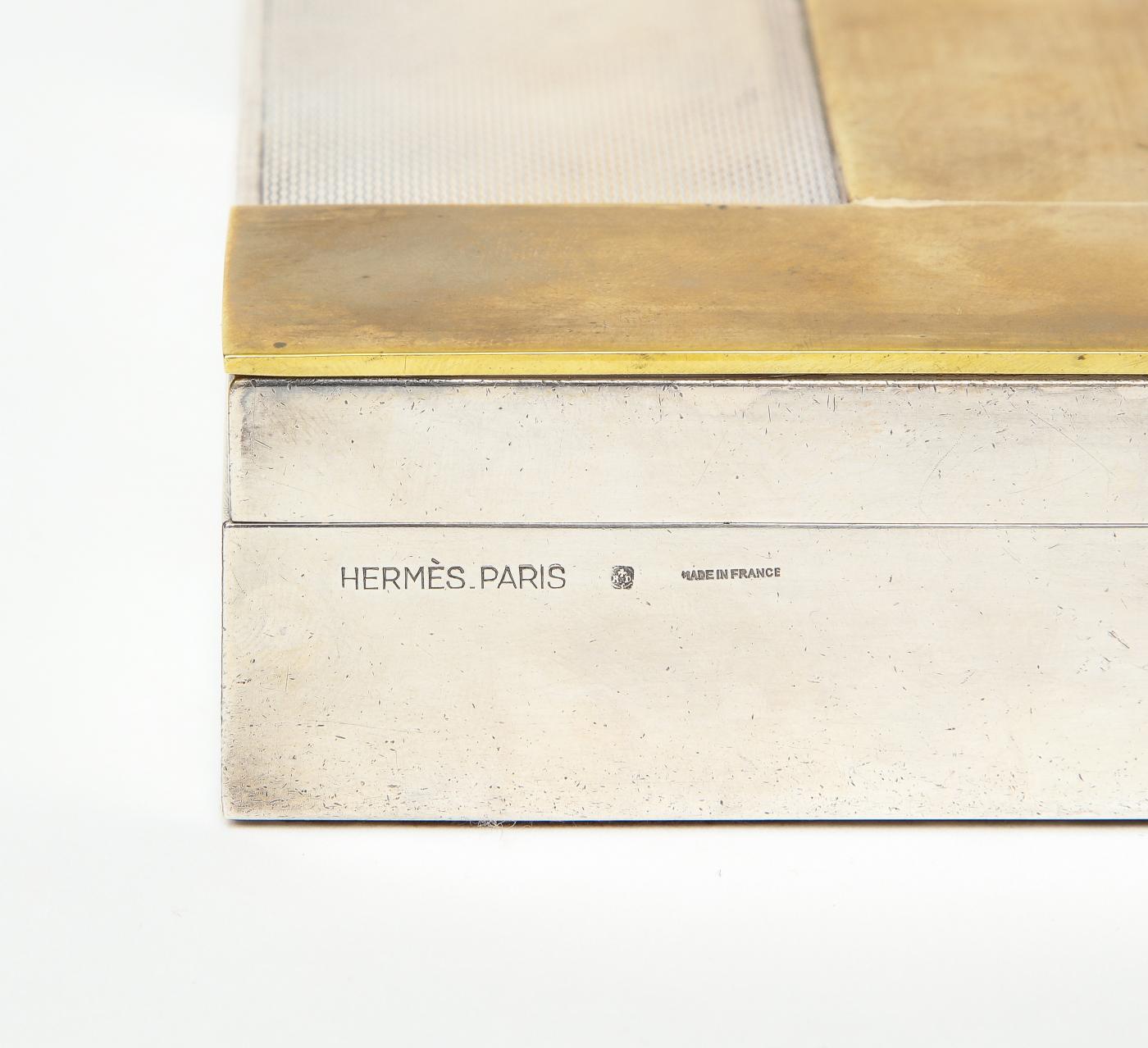 Hermès - Engine Turned Silver and Gold Hermes H Box, France, c. 1960s