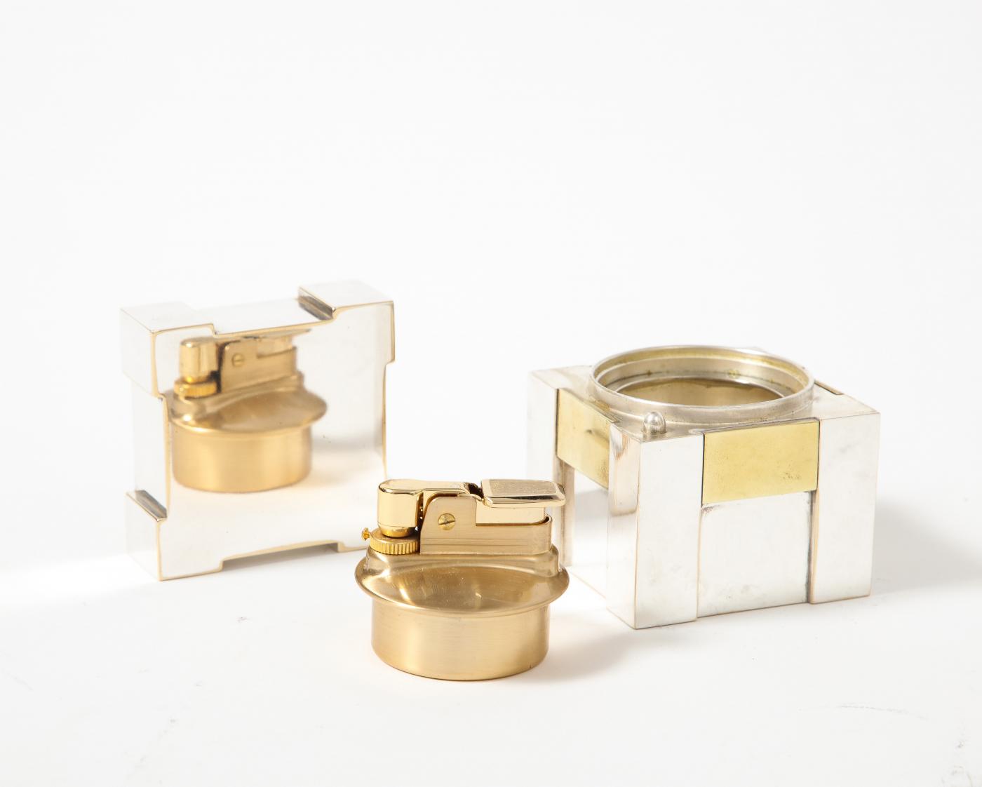 Hermès - Silver and Brass Lighter, Hermes, Italy, c. 1970