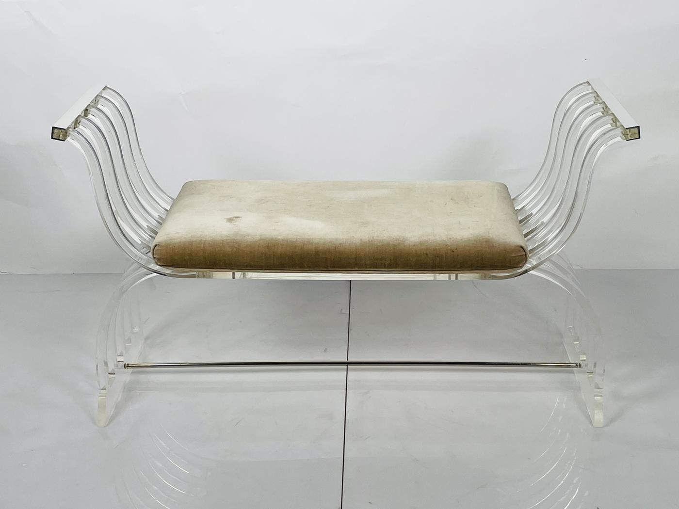 Hill Manufacturing - Stunning Lucite & Aluminum "Angel Wings" Bench ...
