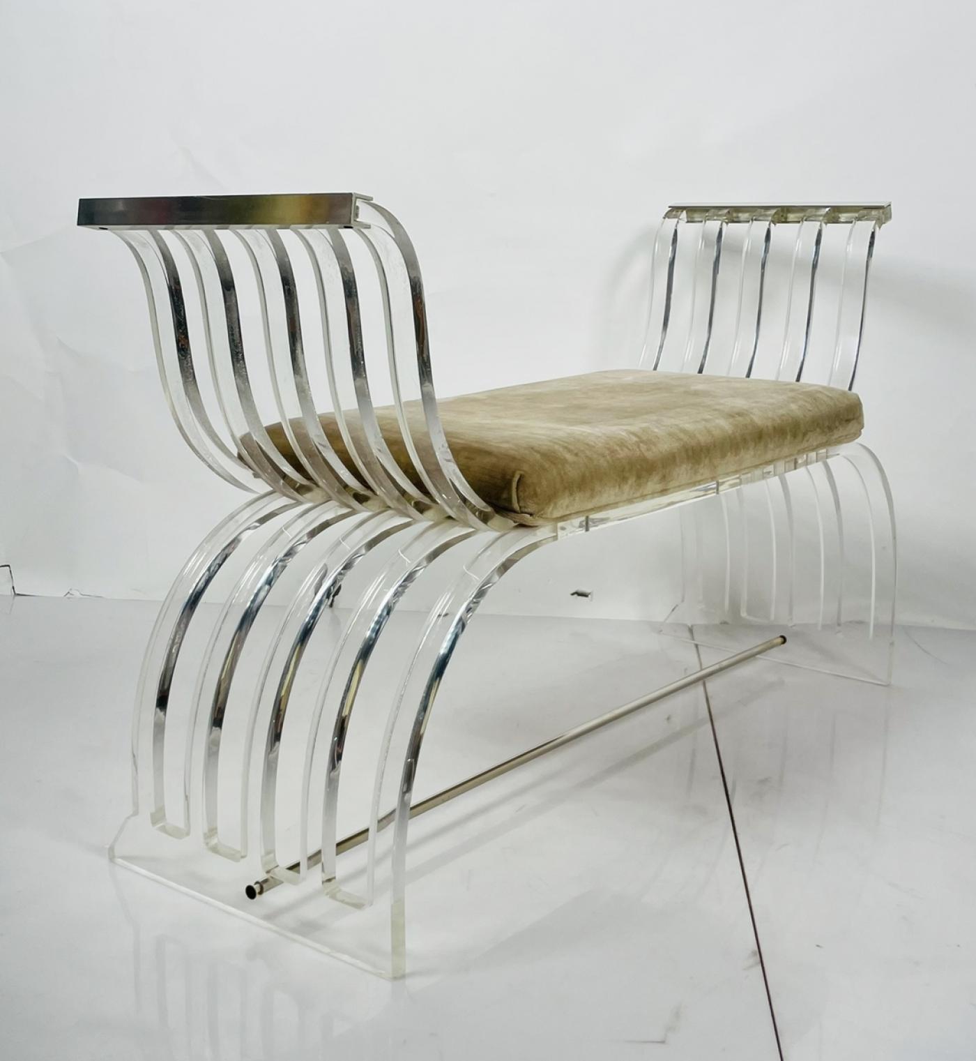 Hill Manufacturing - Stunning Lucite & Aluminum "Angel Wings" Bench ...