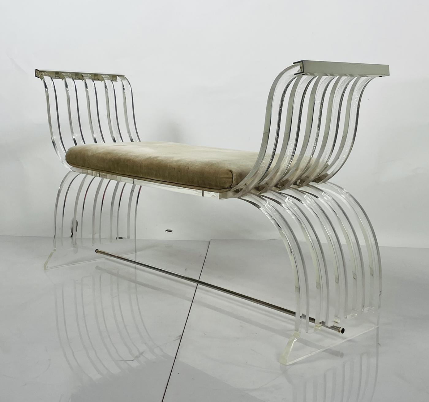 Hill Manufacturing - Stunning Lucite & Aluminum "Angel Wings" Bench ...