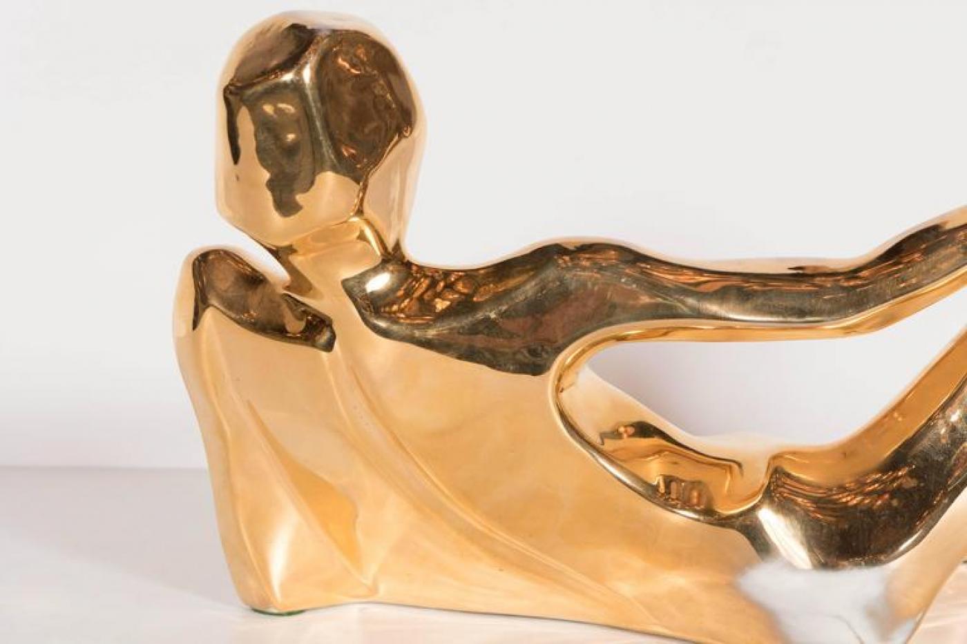 Jaru - Mid-Century Modernist 24-Karat Gold-Plate Sculpture of a Woman ...