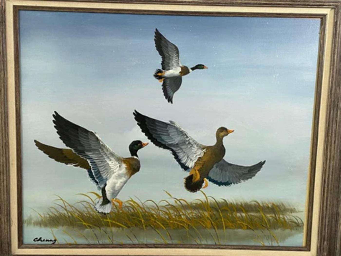 John Cheng - John Cheng Oil Painting Entitled " Quite Flight"