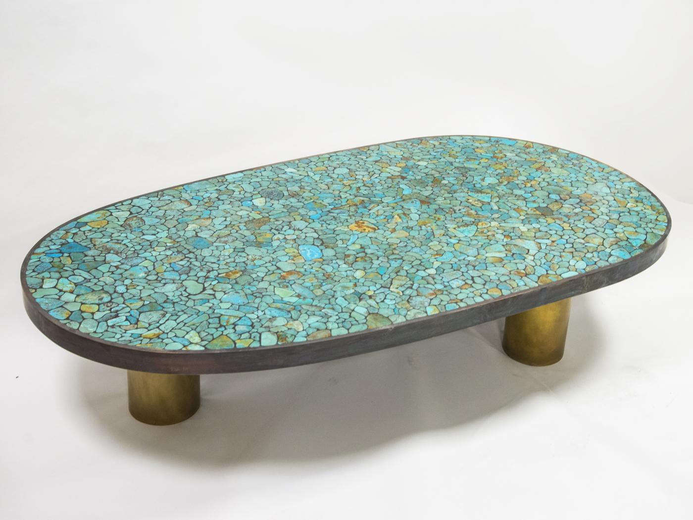 Kam Tin - Large turquoise coffee table