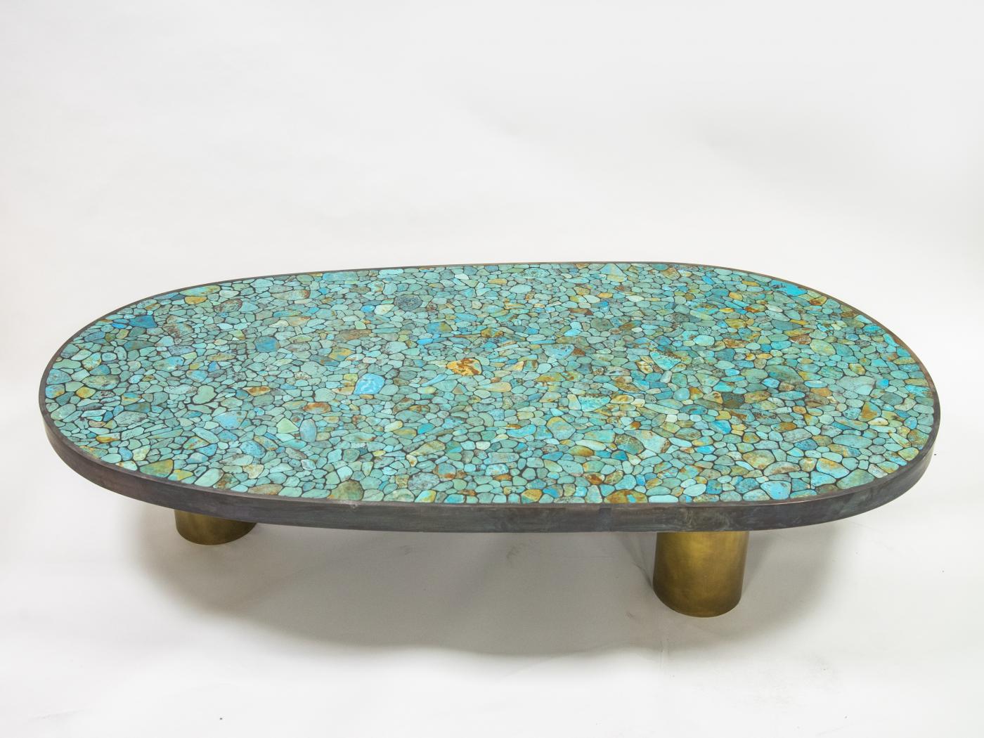 Kam Tin - Large turquoise coffee table