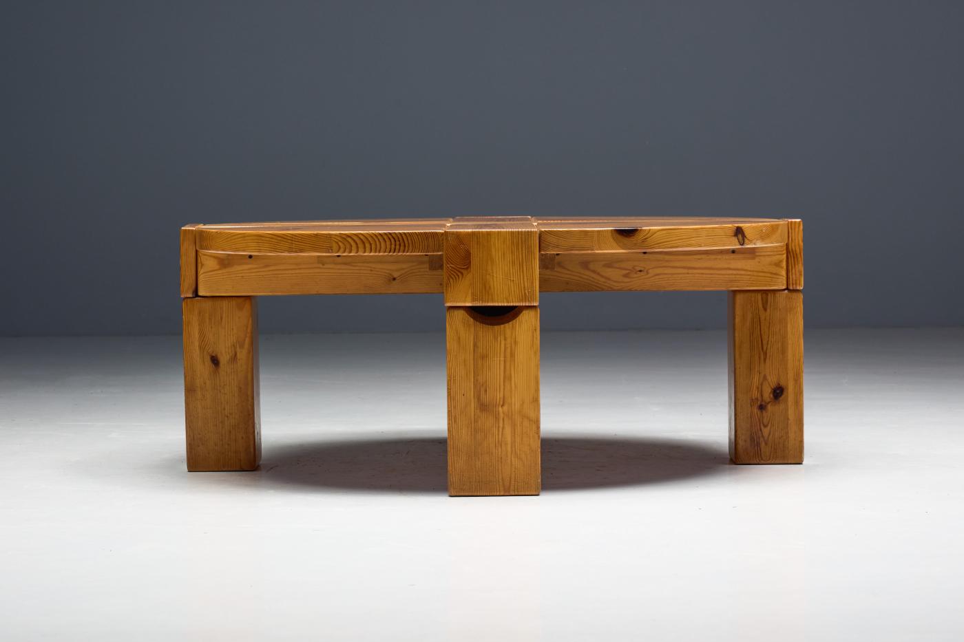 Karl Andersson & Son - Brutalist Pine Wood Coffee Table, Sweden, 1970s