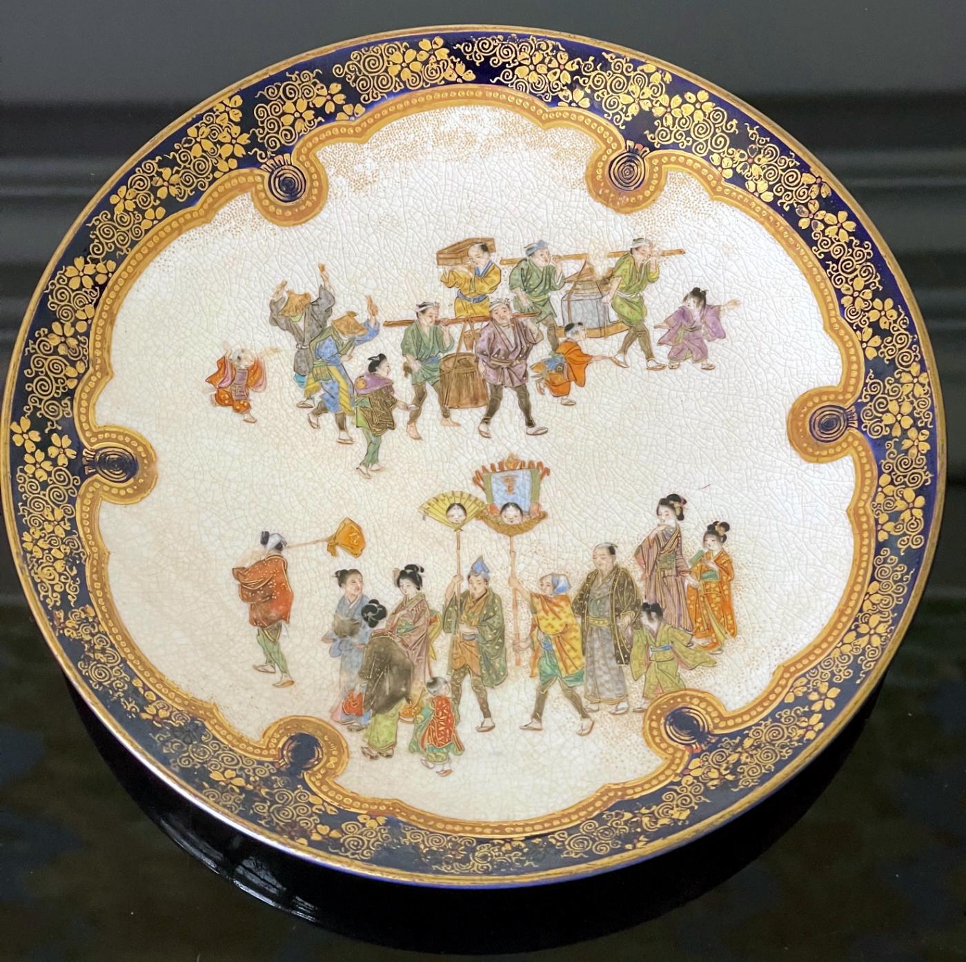 Kinkozan - Pair Japanese Satsuma Plates with Miniature Decoration by ...