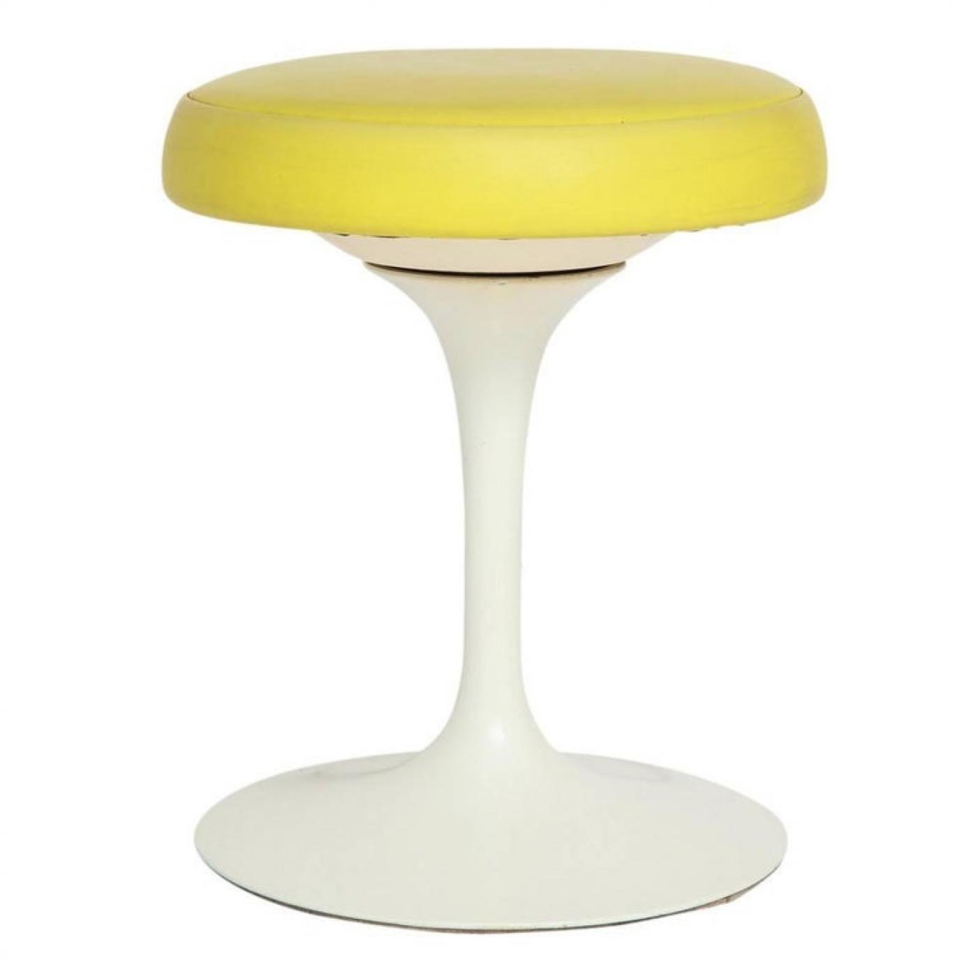 Knoll - Knoll Saarinen Stool, Yellow, White, Swivel, Signed