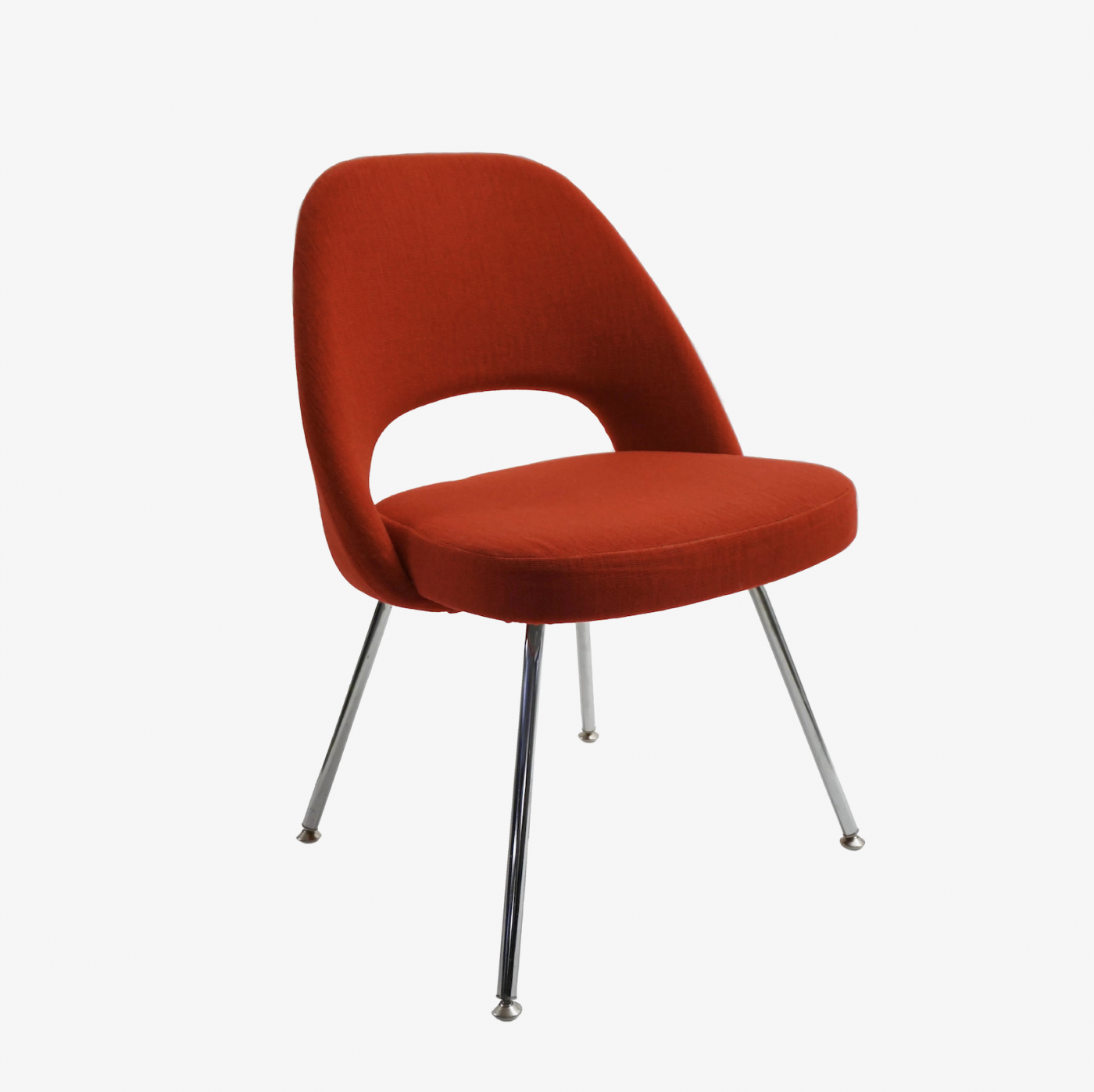 Knoll - Saarinen Executive Armless Chair in Fire Red Fabric, Chrome ...