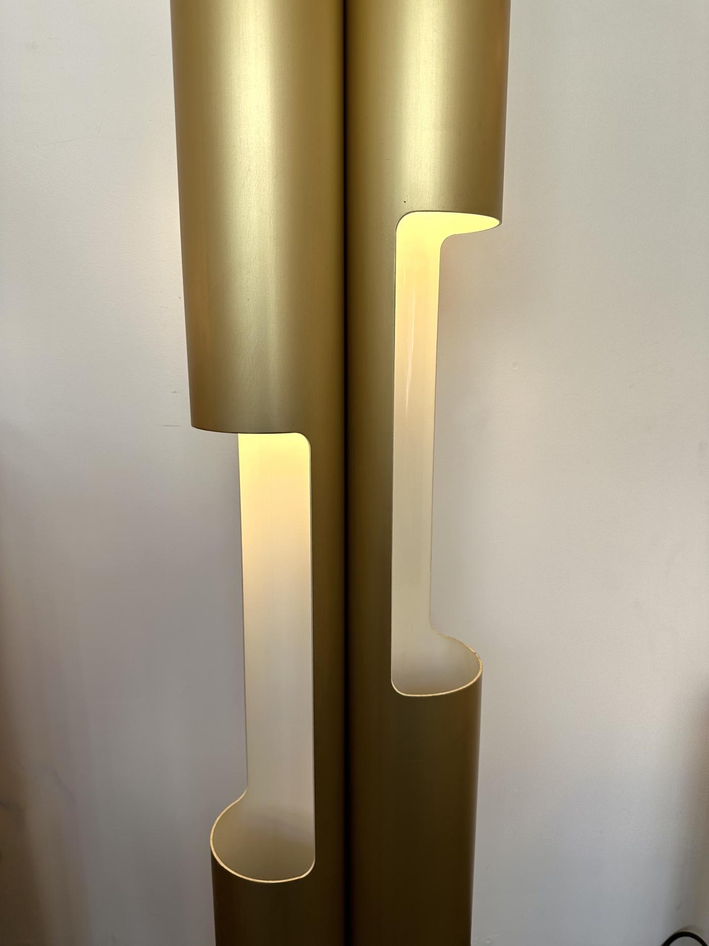 LUCI - Mid-Century Space Age Gold Metal Organ Floor Lamp by Luci, Italy ...