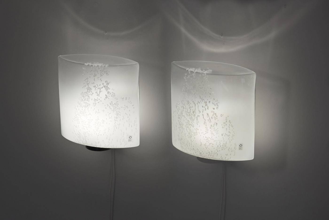 Leucos - Pair of Murano Wall Lamps for Leucos, Italy, 1970s