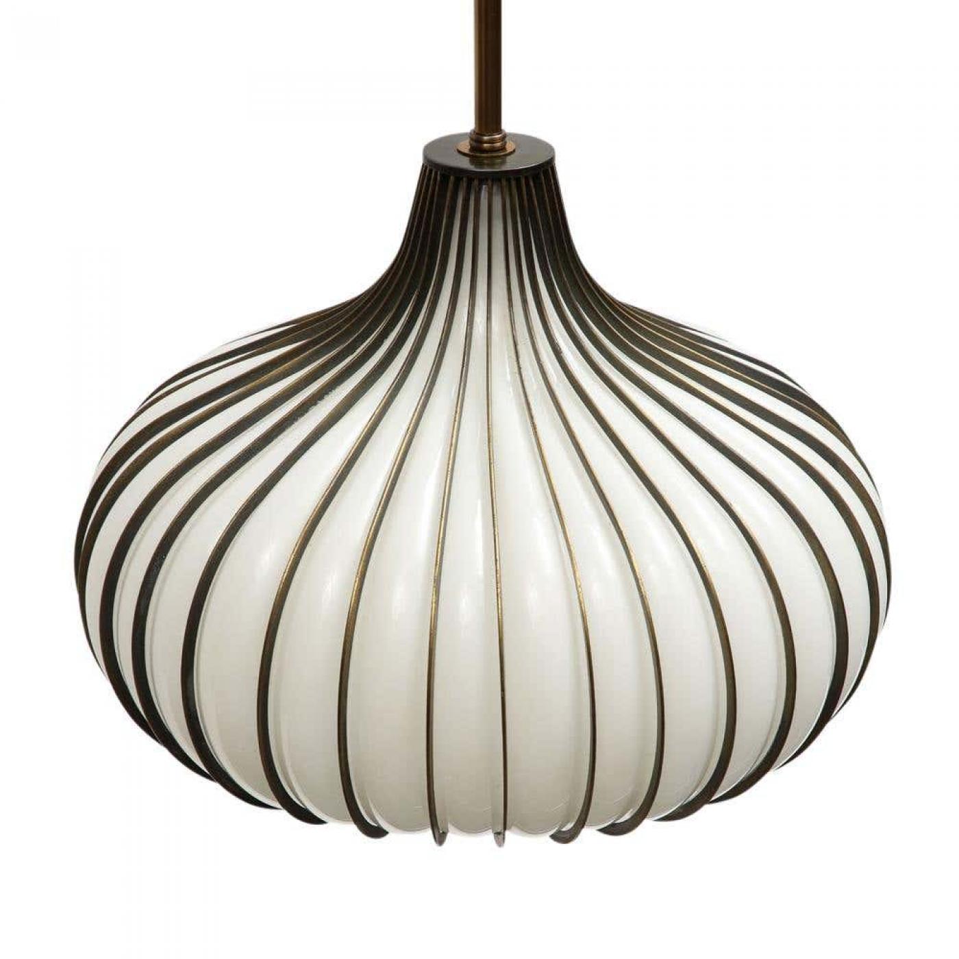 Lightcraft - Onion Pendant Lamp, Brass, Glass, Lightcraft of California