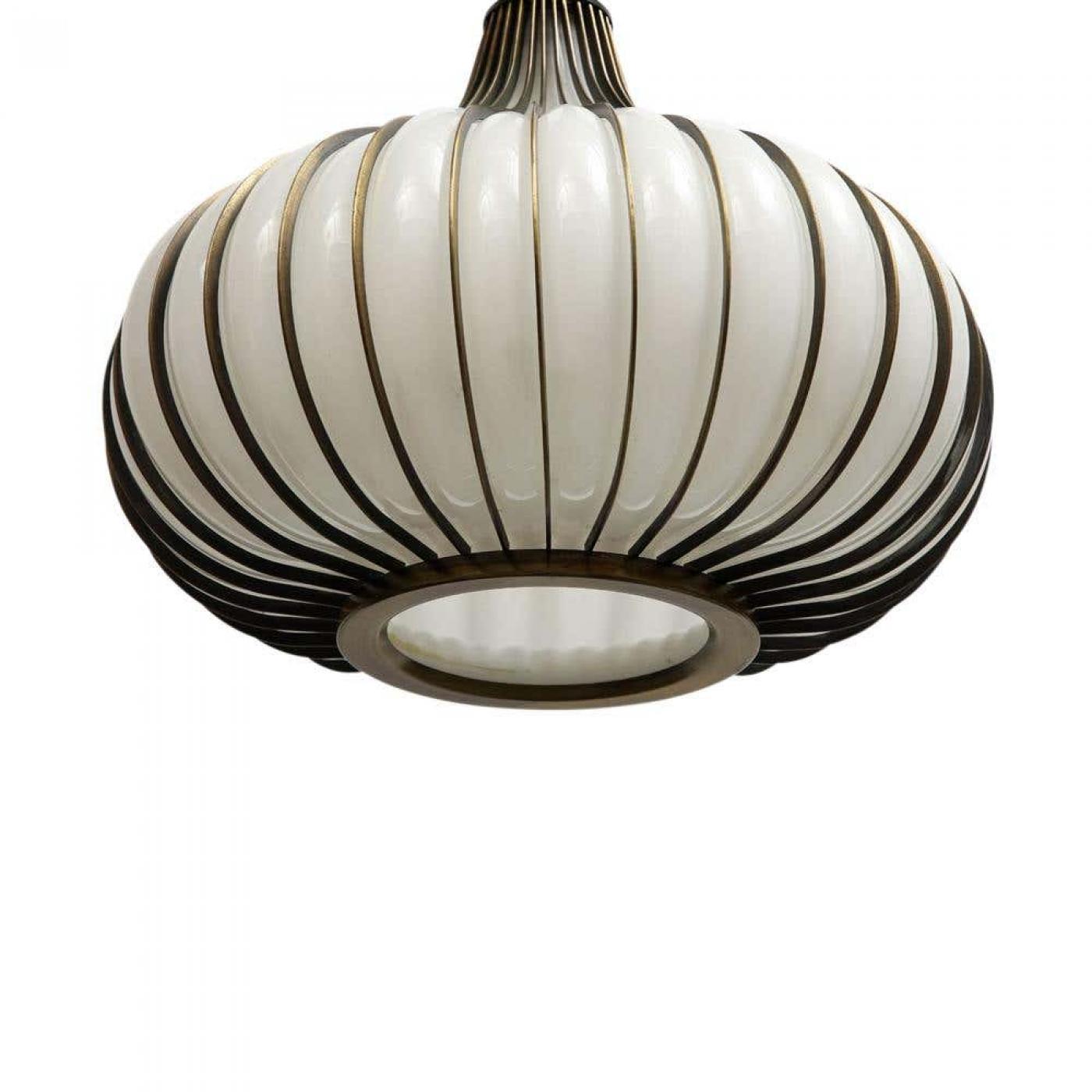 Lightcraft - Onion Pendant Lamp, Brass, Glass, Lightcraft of California