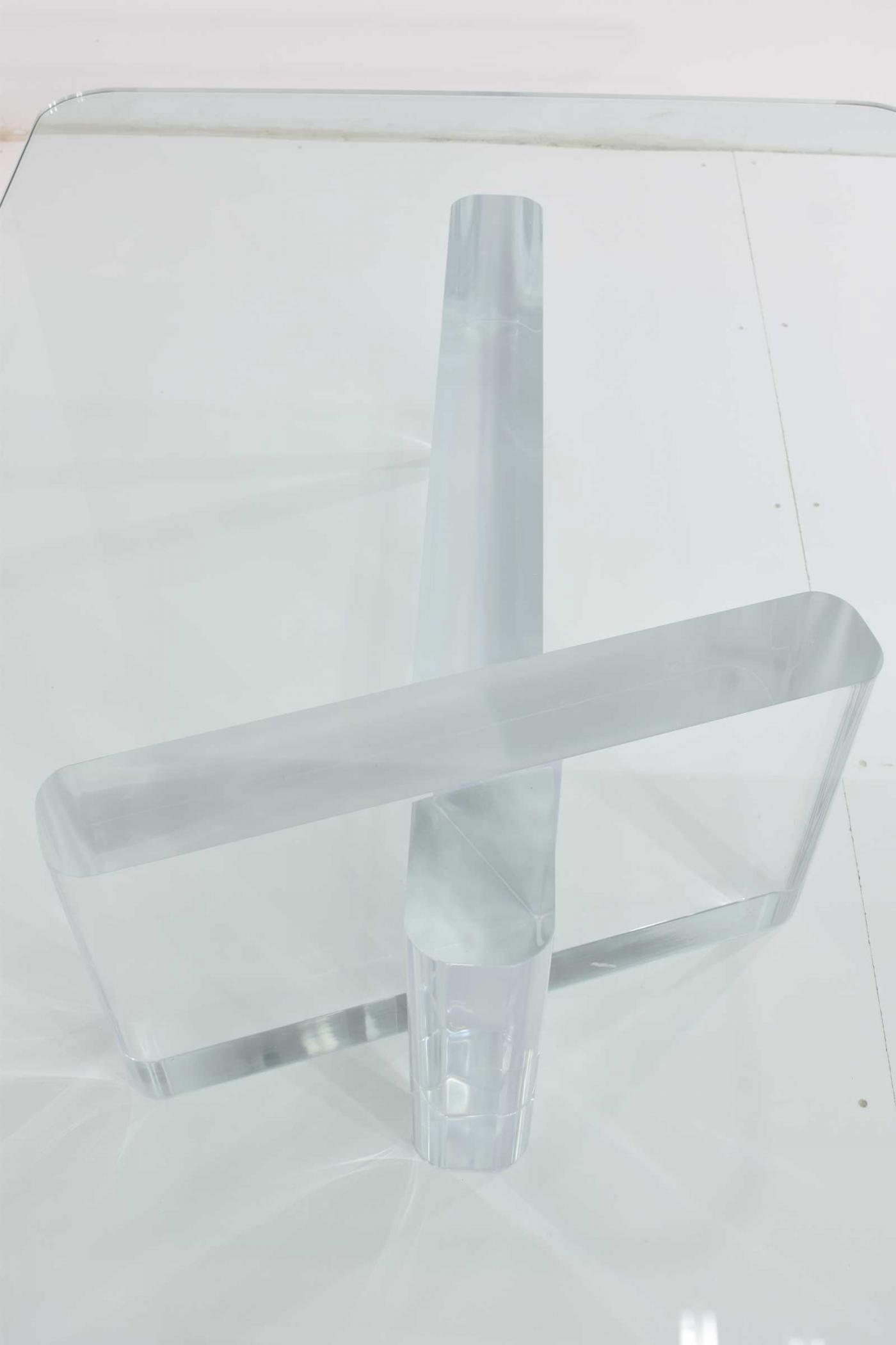 Lion in Frost - Lion in Frost Signed Thick Lucite Cocktail Table