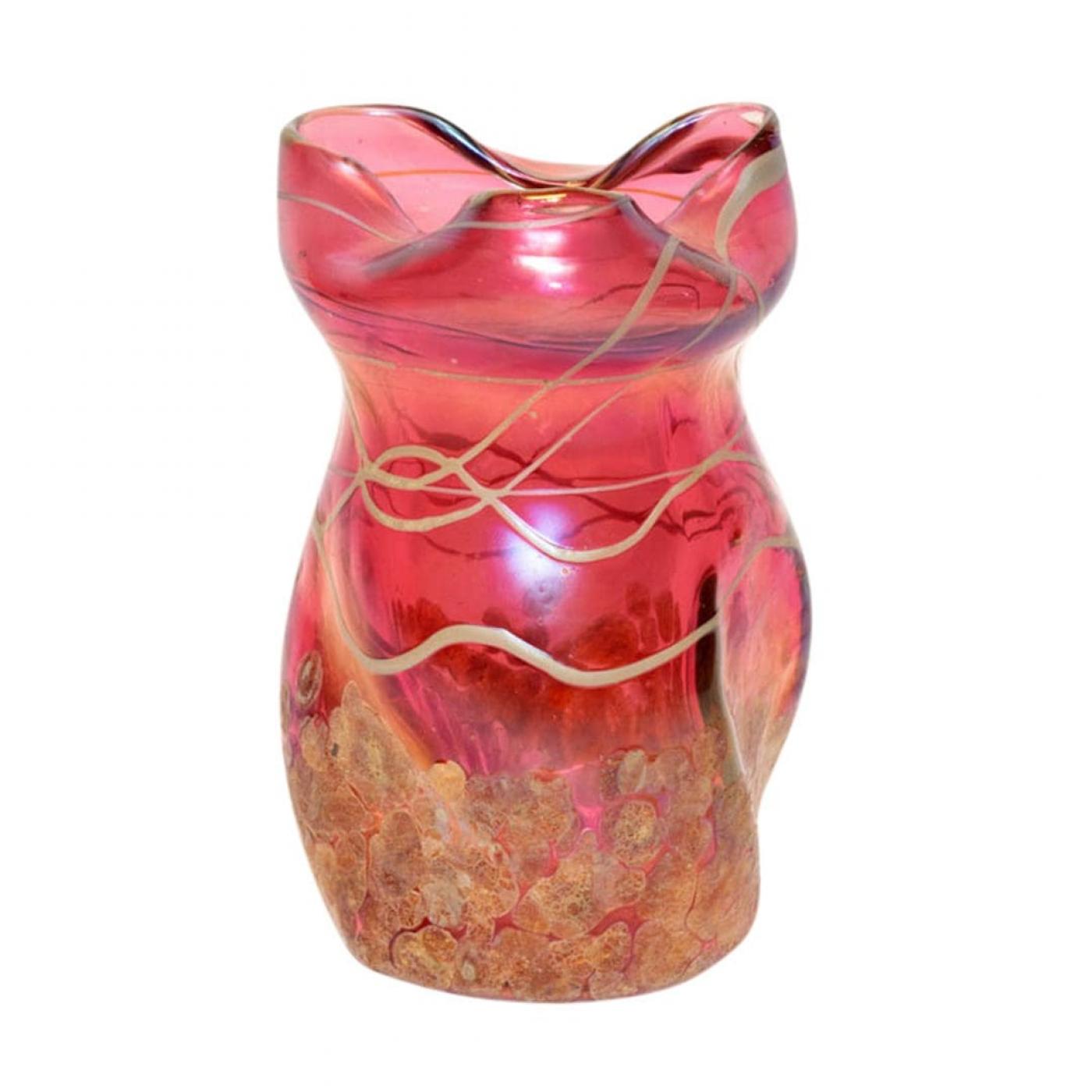 Loetz - Loetz-Style Oil-Spot Red Small Glass Vase