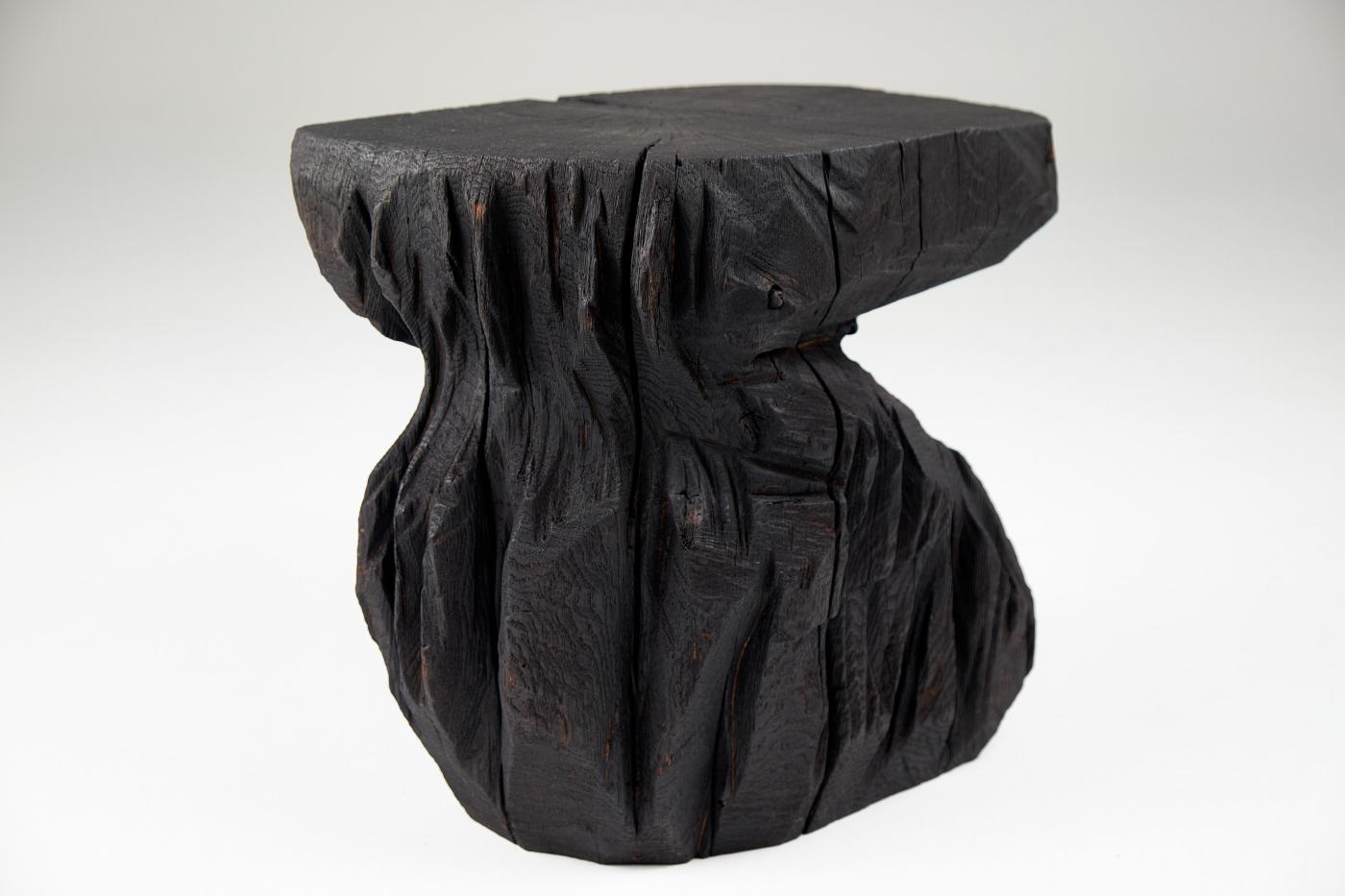 Logniture - Solid Burnt Wood, Sculptural Stool/Side Table, Rock ...