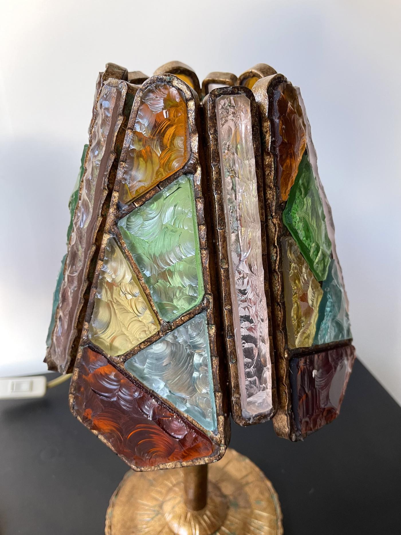 Longobard - Pair of Hammered Glass Wrought Iron Lamps by Longobard ...