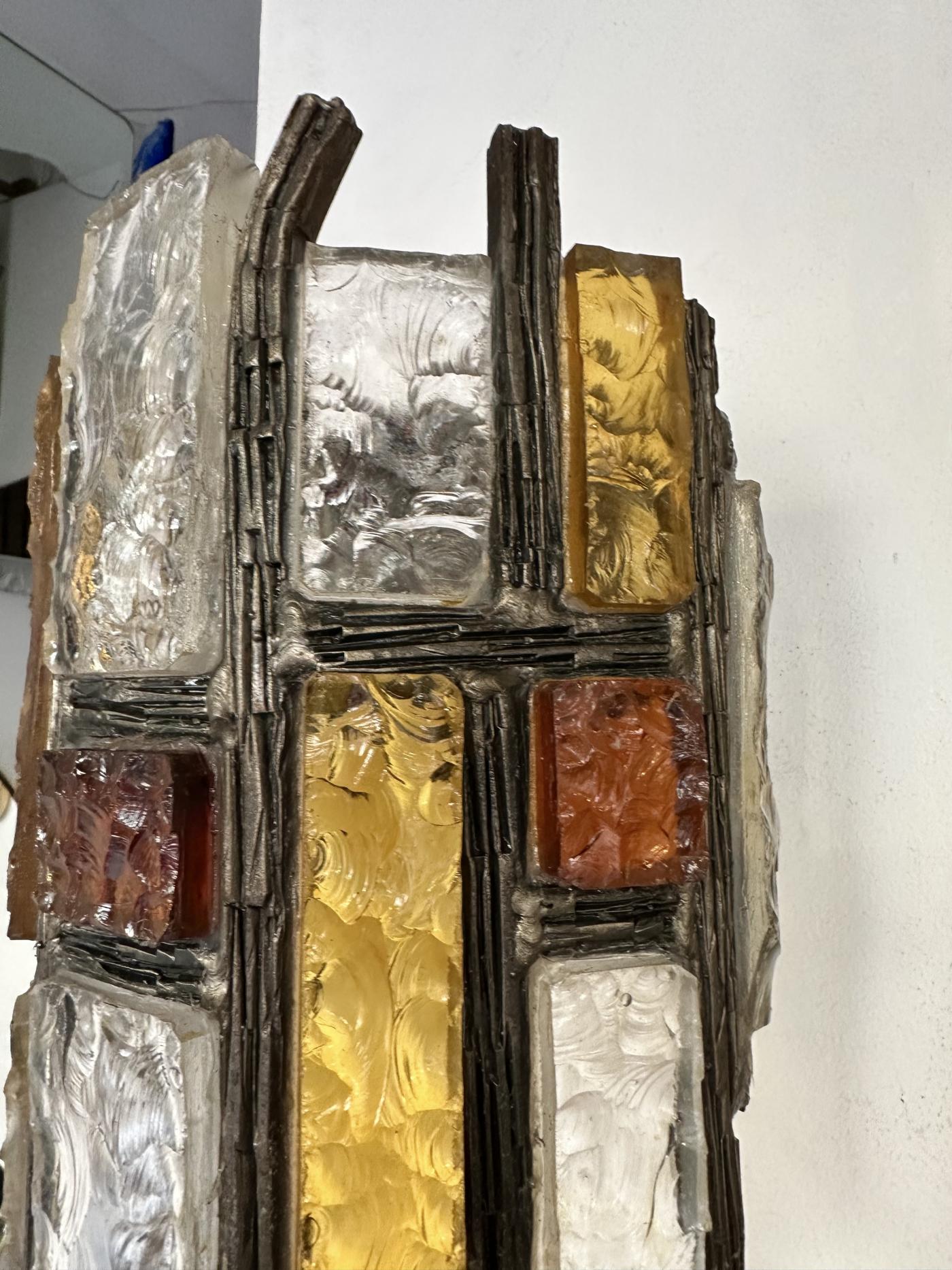 Longobard - Pair of Hammered Glass Wrought Iron Sconces by Longobard ...