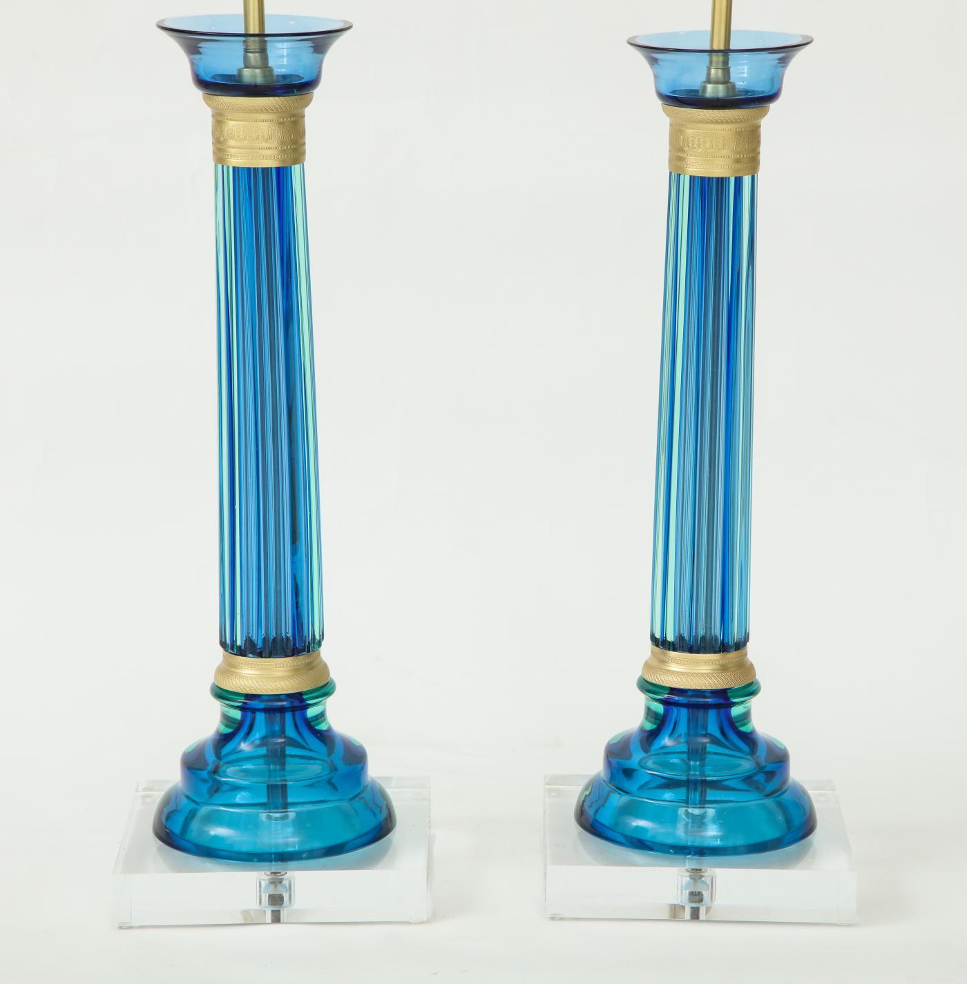 Marbro Lamp Company - Marbro Carribean Blue Murano Glass Lamps