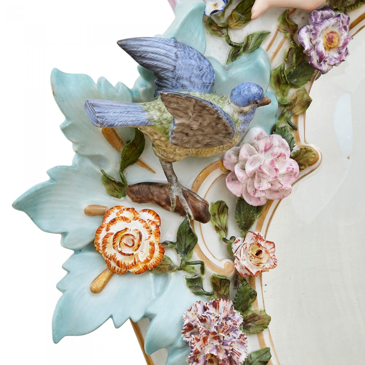 Meissen Porcelain Manufactory - Antique Rococo style porcelain mirror ...