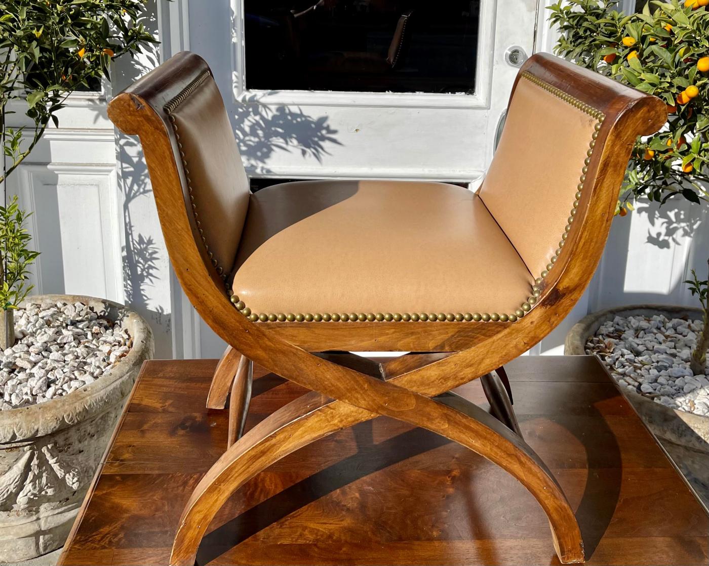 Minton-Spidell - Minton Spidell Carved Walnut Gondola Bench