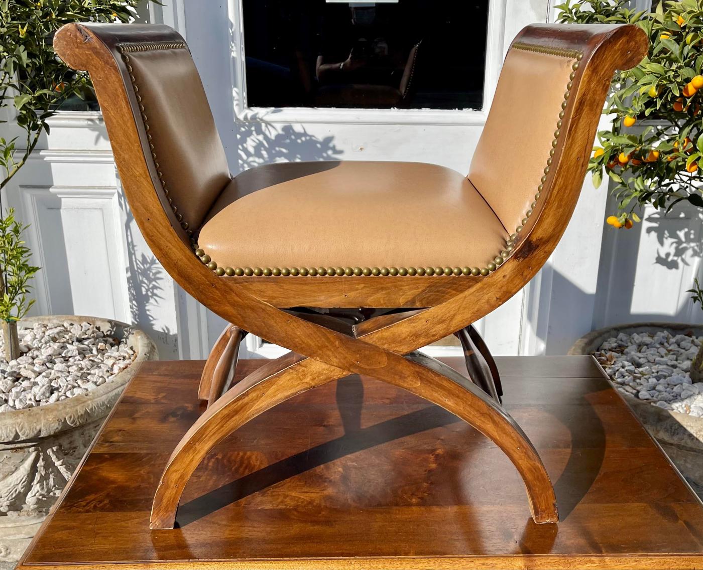 Minton-Spidell - Minton Spidell Carved Walnut Gondola Bench