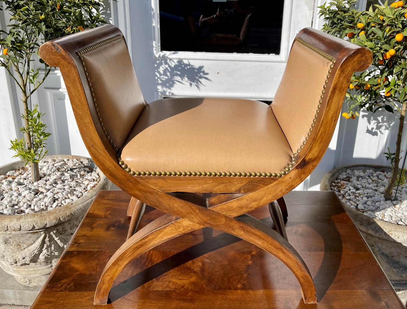 Minton-Spidell - Minton Spidell Carved Walnut Gondola Bench