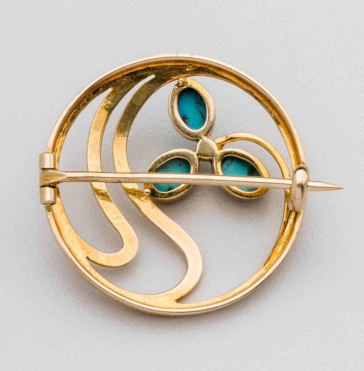 Murrle-Bennett & Co. - MURRLE-BENNET & CO. GOLD BROOCH TURQUOISE & SEED ...